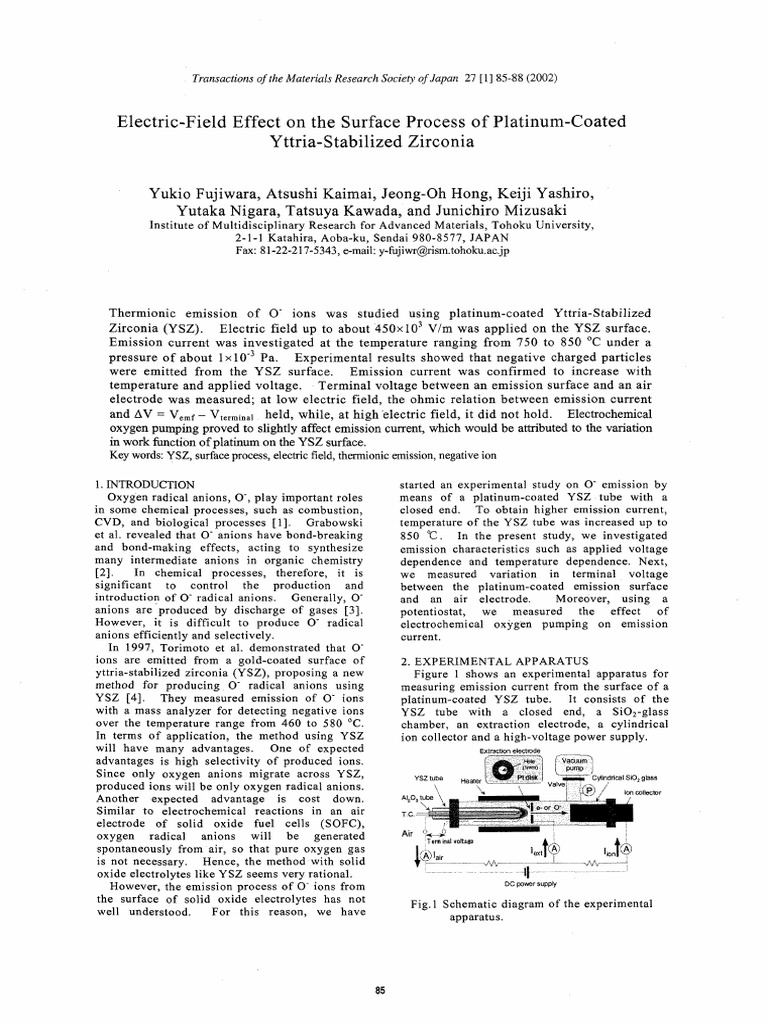 Vol27 No1 085 | PDF | Solid Oxide Fuel Cell | Electrochemistry