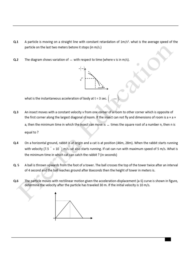 Physics-Motion-in-One-dimension-Assignment | PDF | Acceleration | Speed