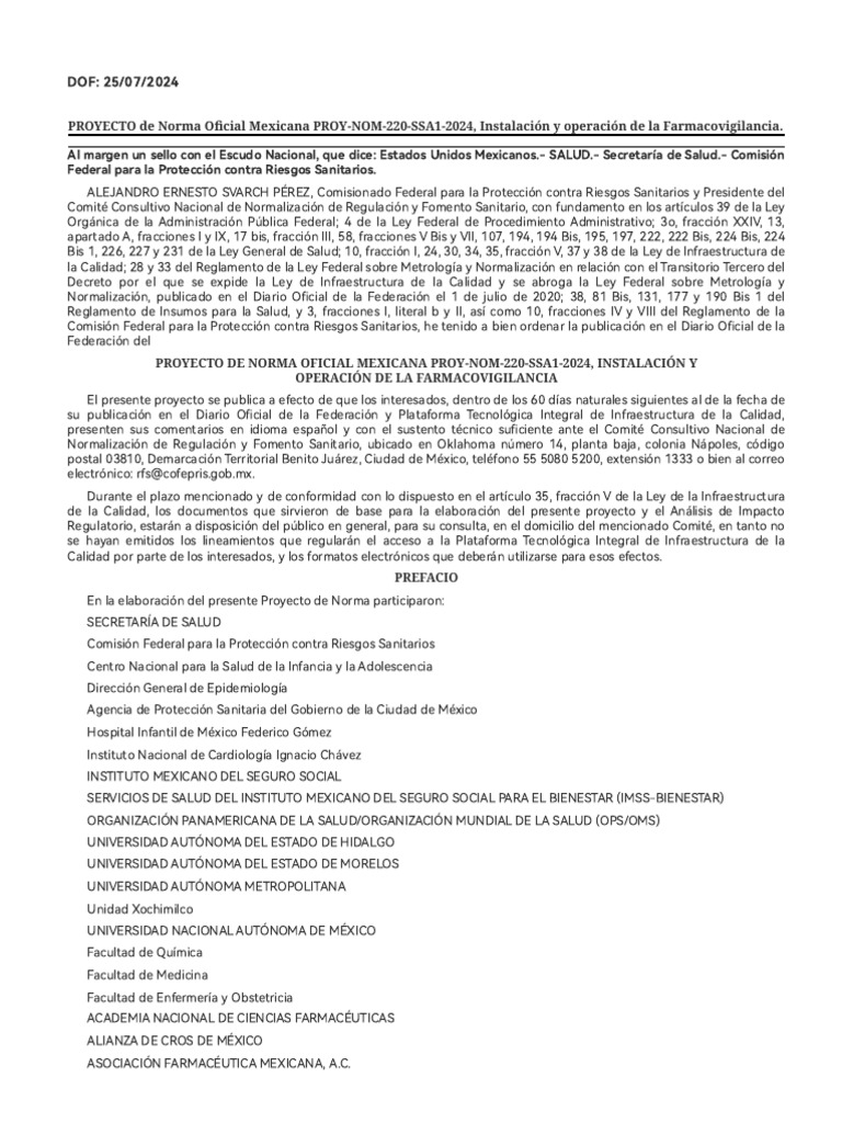 Nom 220 Ssa1 2024 | PDF | Medicamentos con receta | Farmacología