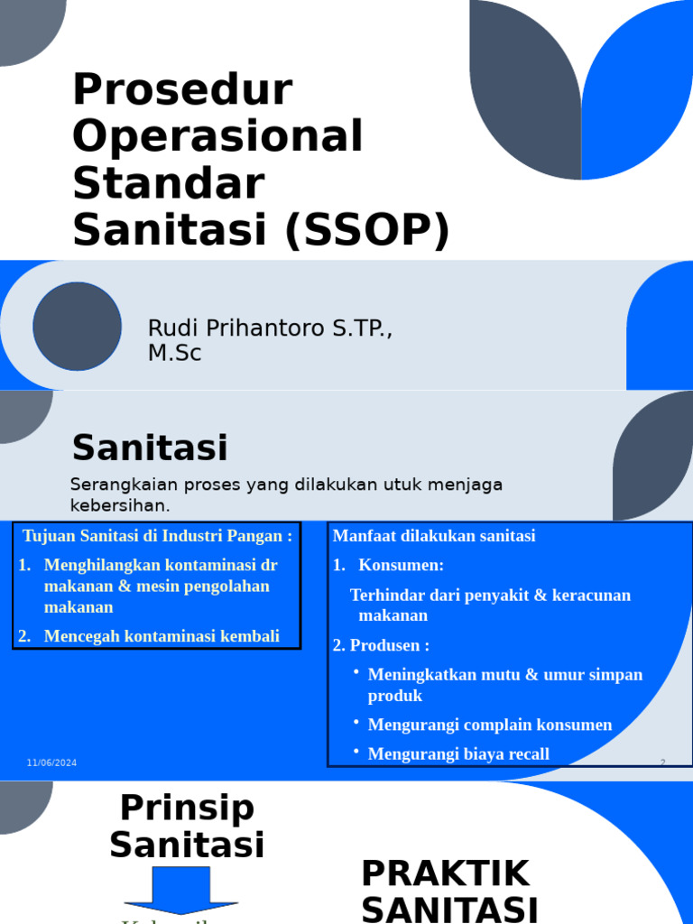 Kul 5. Prosedur Operasional Standar Sanitasi (SSOP) | PDF | Sains ...