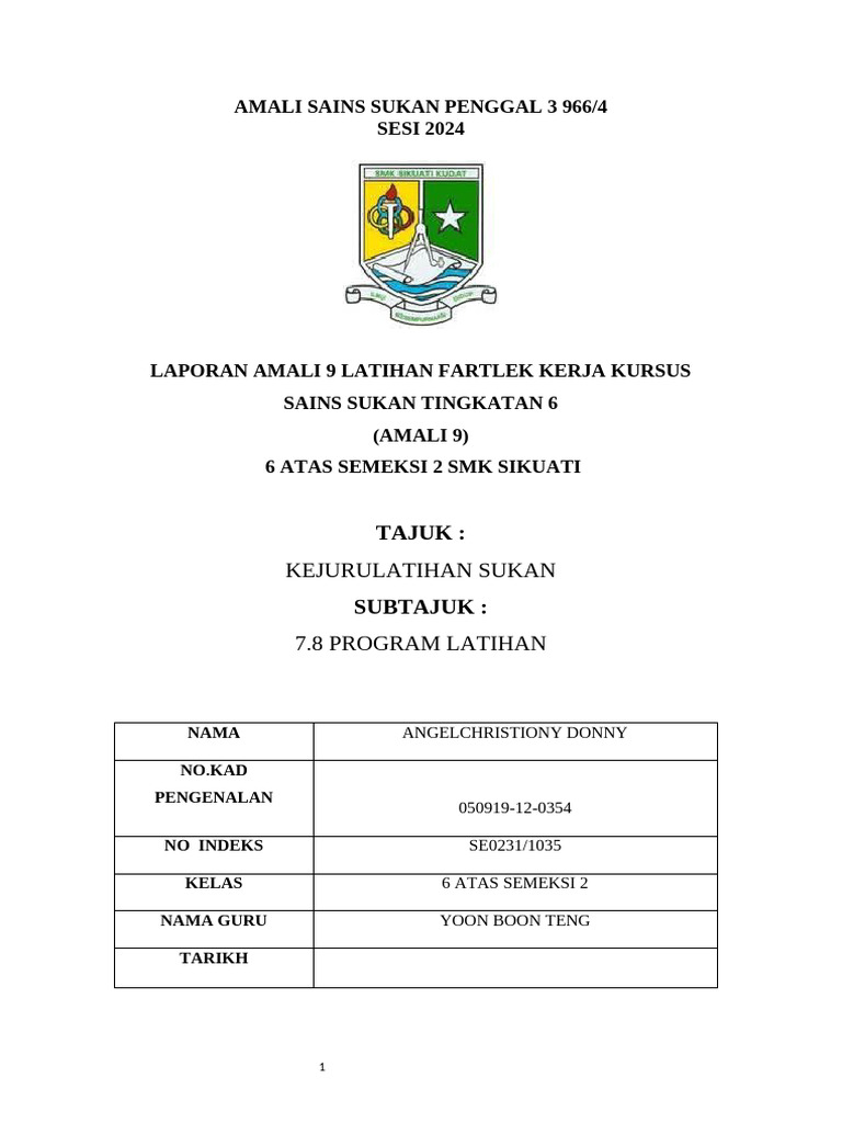 Laporan Amali Fartlek 2024 | PDF