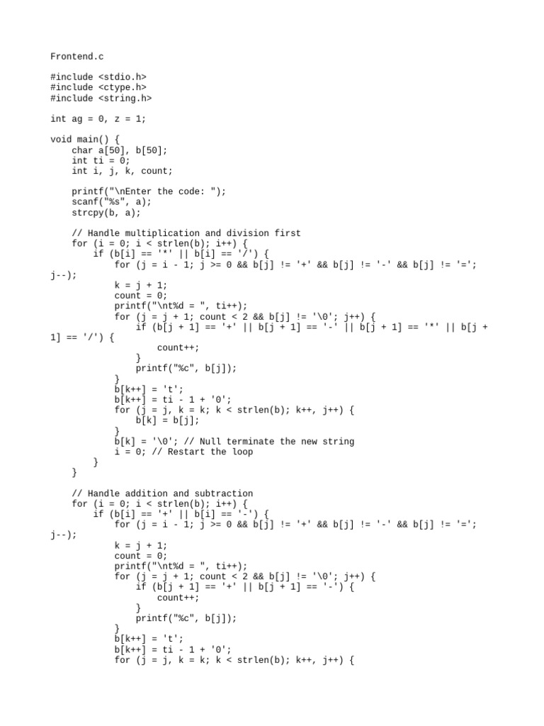 C Code for Expression Parsing and Optimization | PDF | Software ...