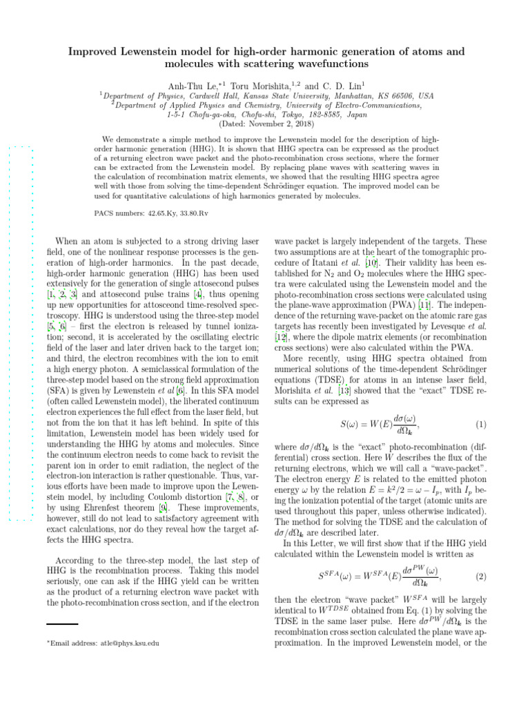 Improved Lewenstein Model For High-Order Harmonic Generation of Atoms and Molecules With ...