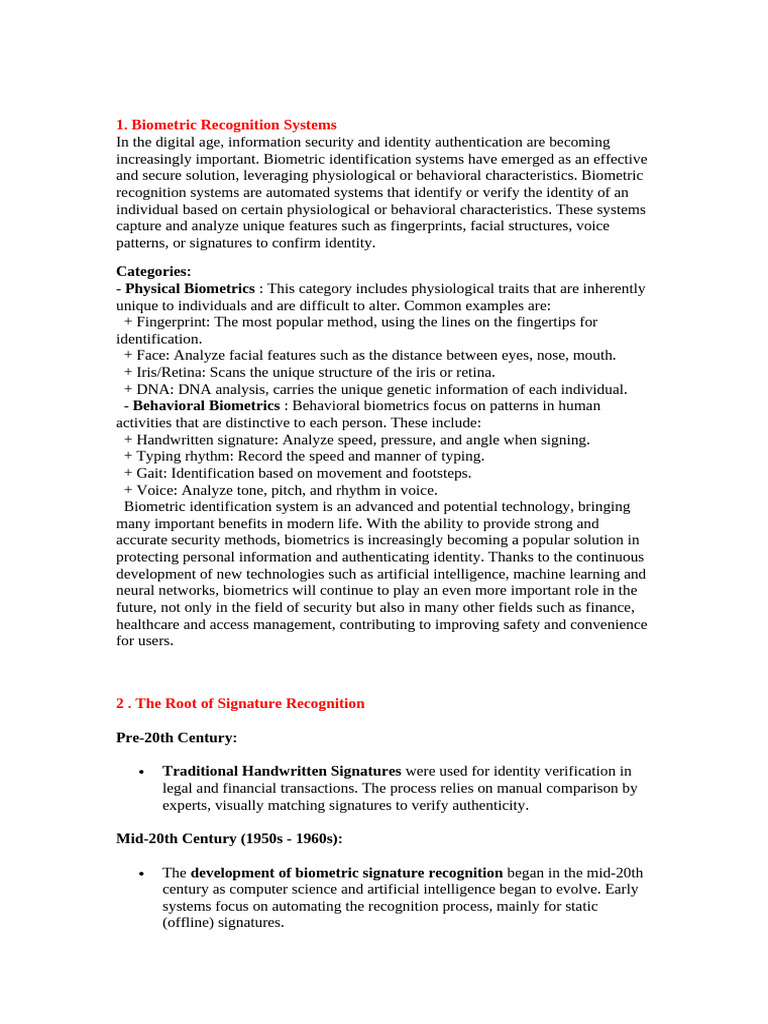 Biometric Signature Recognition Systems | PDF | Biometrics | Authentication