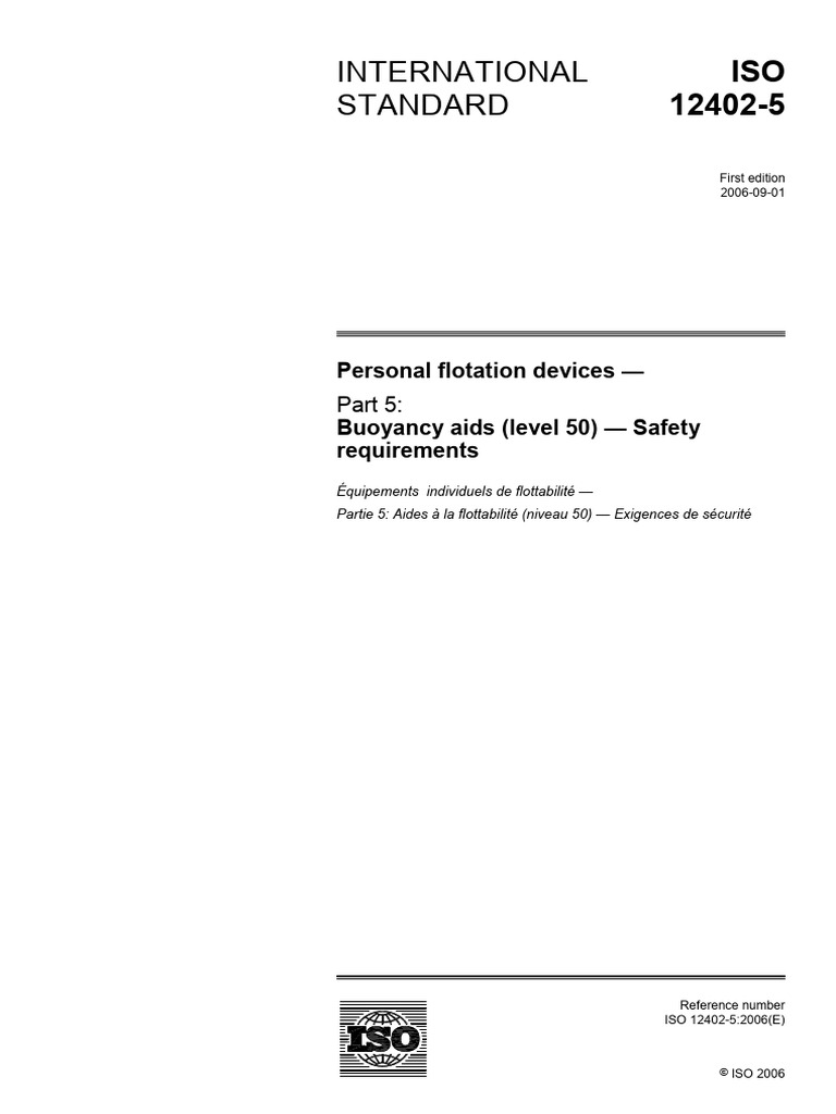 ISO 12402-5 - 2006 Personal Flotation Devices - Part 5 - Buoyancy Aids ...