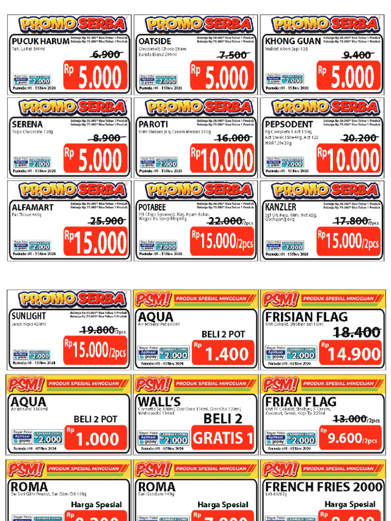 Mini Pop & Pop A4 Promo Alprom Periode 01 - 15 November 2024 | PDF