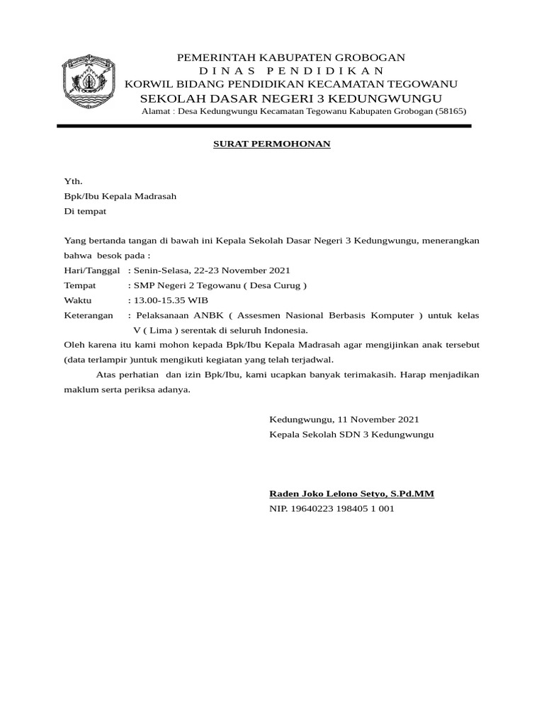 Surat Permohonan Ijin | PDF