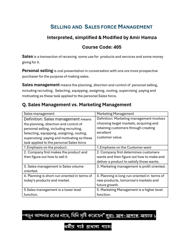 Selling and Sales Force Management | PDF | Sales | Marketing