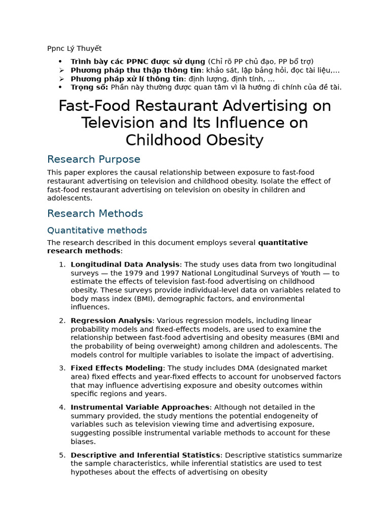 Scientific Research - Fast Food Ads Effect On Child Obesity | PDF ...