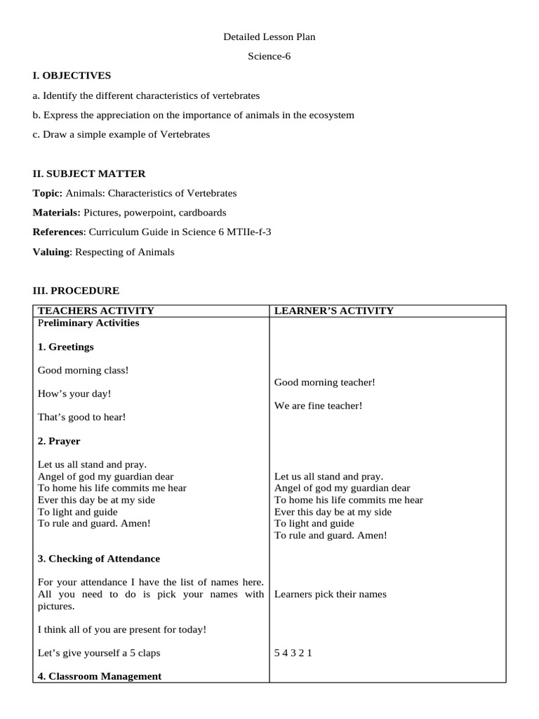 Detailed Lesson Plan - 081246 | PDF | Amphibian | Vertebrates