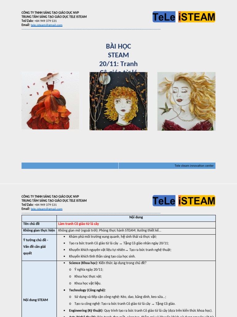 TeLe iSTEAM - STEAM-Online - Làm Tranh Cô Giáo T Lá Cây | PDF