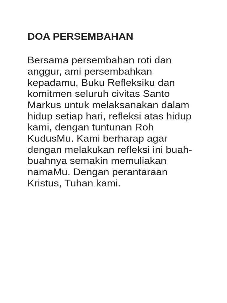 Doa Persembahan - 220825 - 090454 | PDF | Agama & Spiritualitas | Kesehatan Holistik