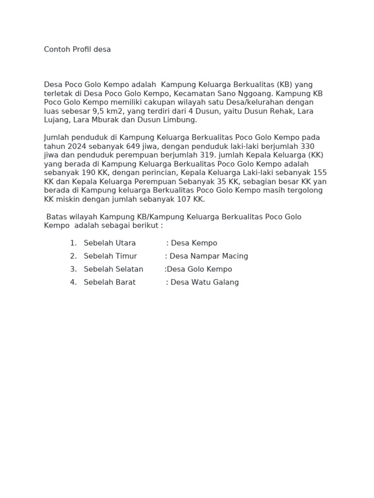 Contoh Profil Desa | PDF
