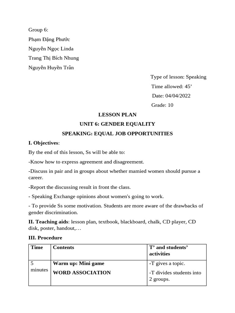Group 6 GENDER EQUALITY SPEAKING | PDF | Cognitive Science | Learning