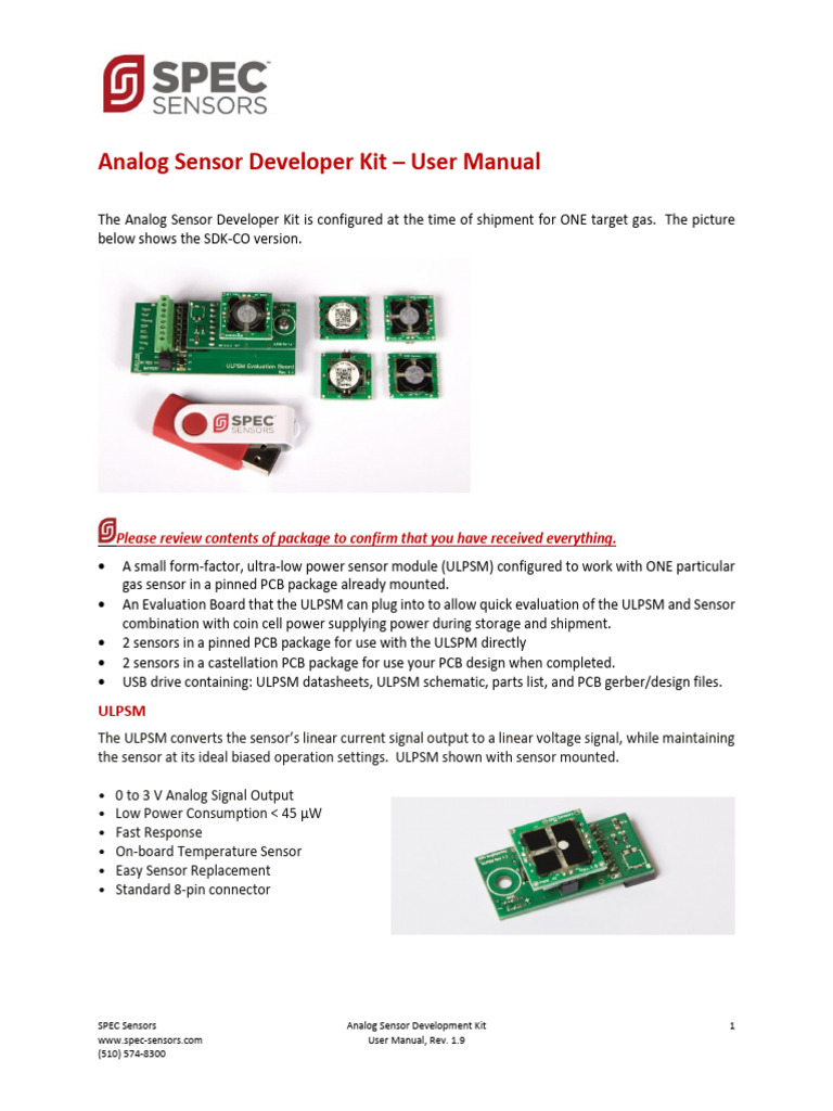 Analog Sensor Development Kit Manual | PDF | Sensor | Electricity