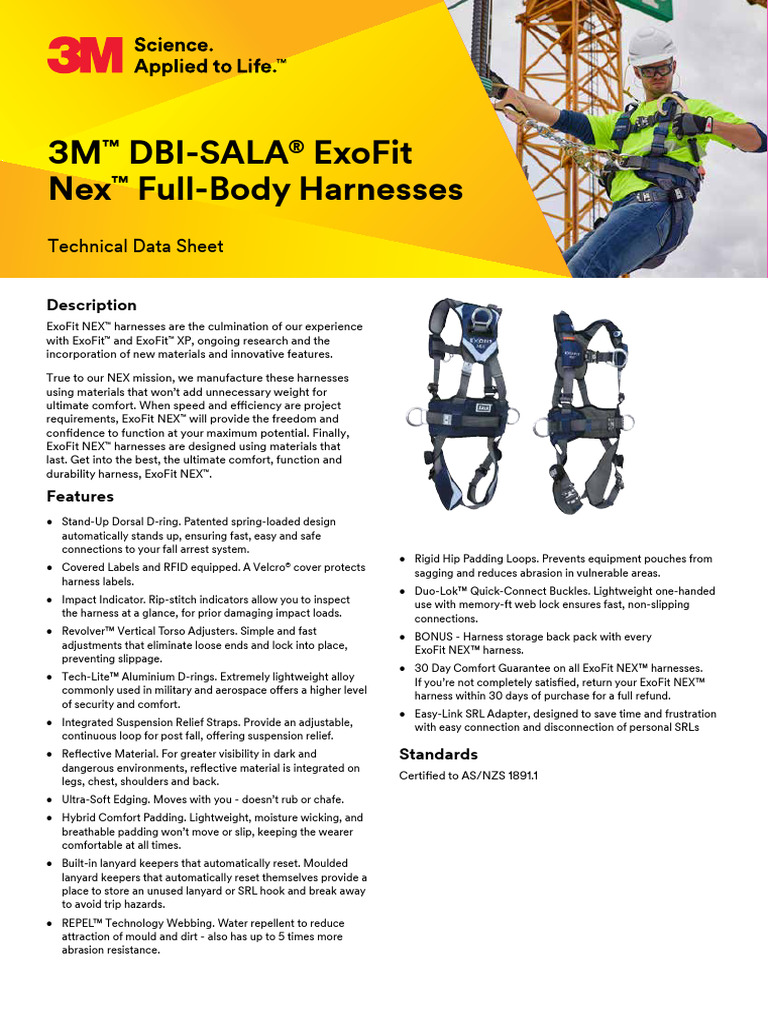 3M Datasheet - FALL - DBI-SALA ExoFit Nex Full-Body Harnesses | PDF