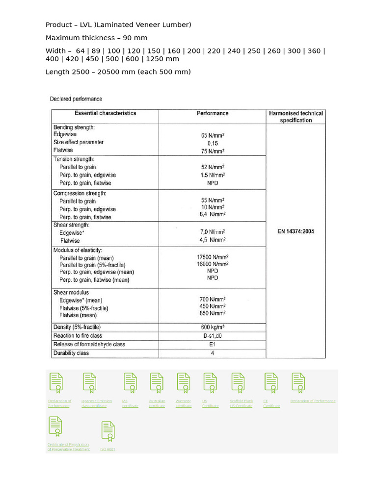 LVL Specs | PDF