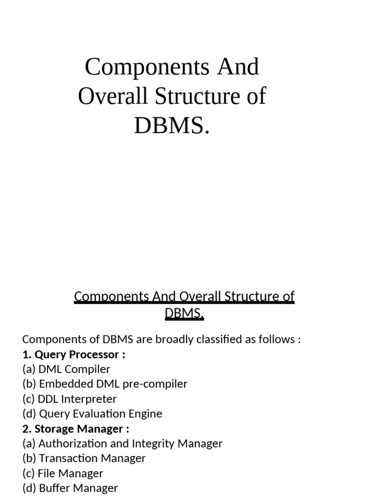 DBMS Components and Structure Overview | PDF