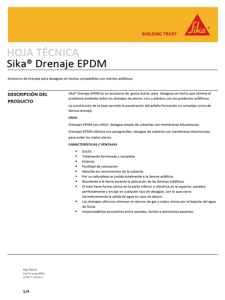 HT-Sika Drenaje EPDM | PDF | Colector de aguas pluviales | Internet