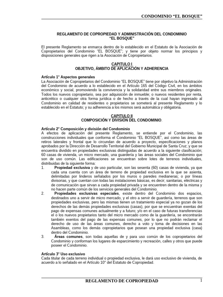 Reglamento de Copropiedad | PDF | Condominio | Propiedad
