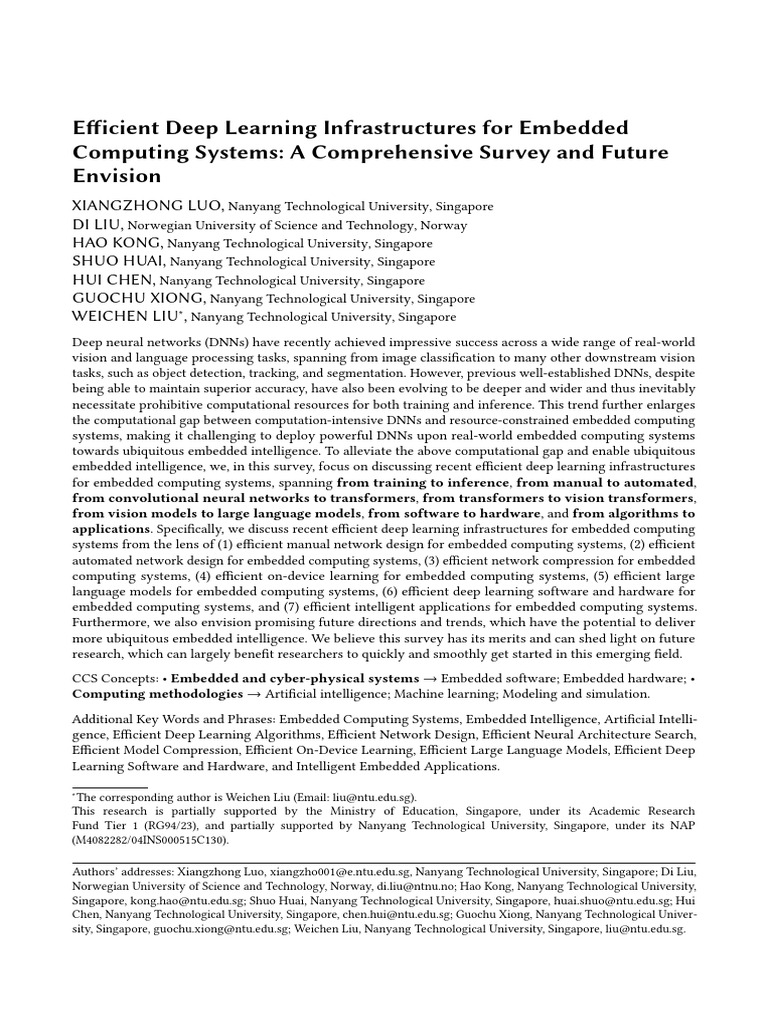 Efficient Deep Learning Infrastructures For Embedded Computing Systems: A Comprehensive Survey ...