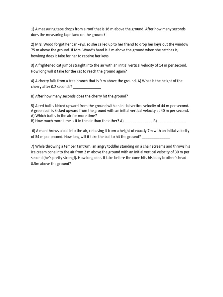 Vertical Throw Problems | PDF | Games & Activities