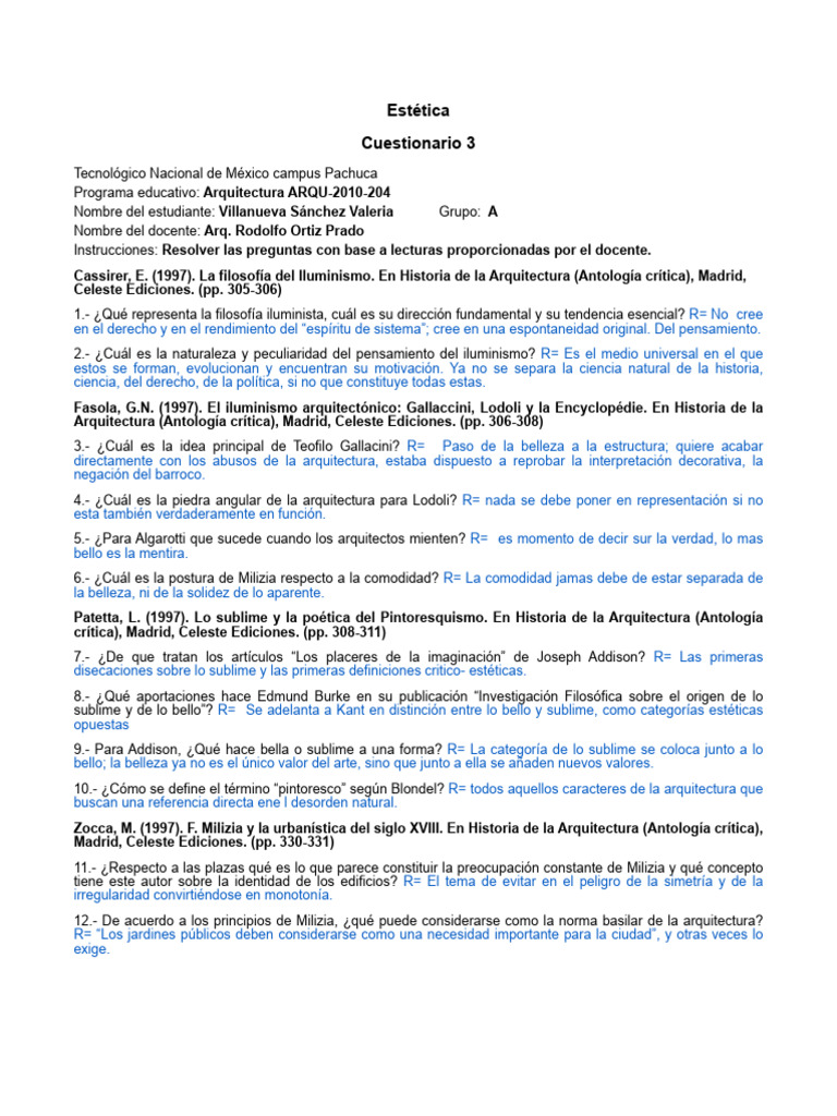 Estetica Cuestionario 3 | PDF | Belleza