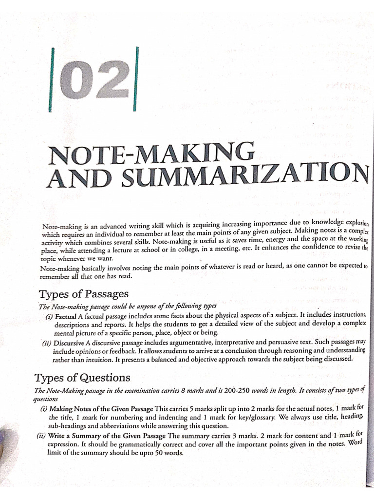 Note Making and Summarization | PDF