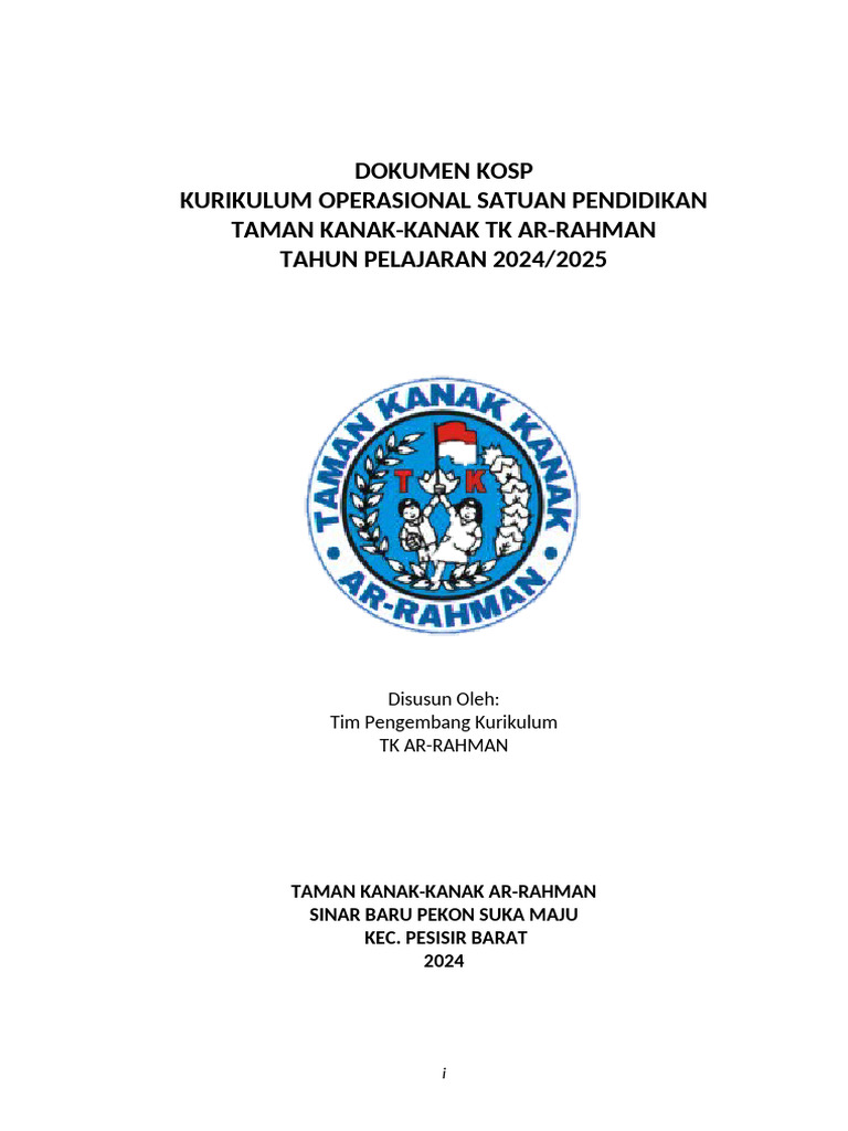 KOSP TK AR-RAHMAN 2024/2025 | PDF