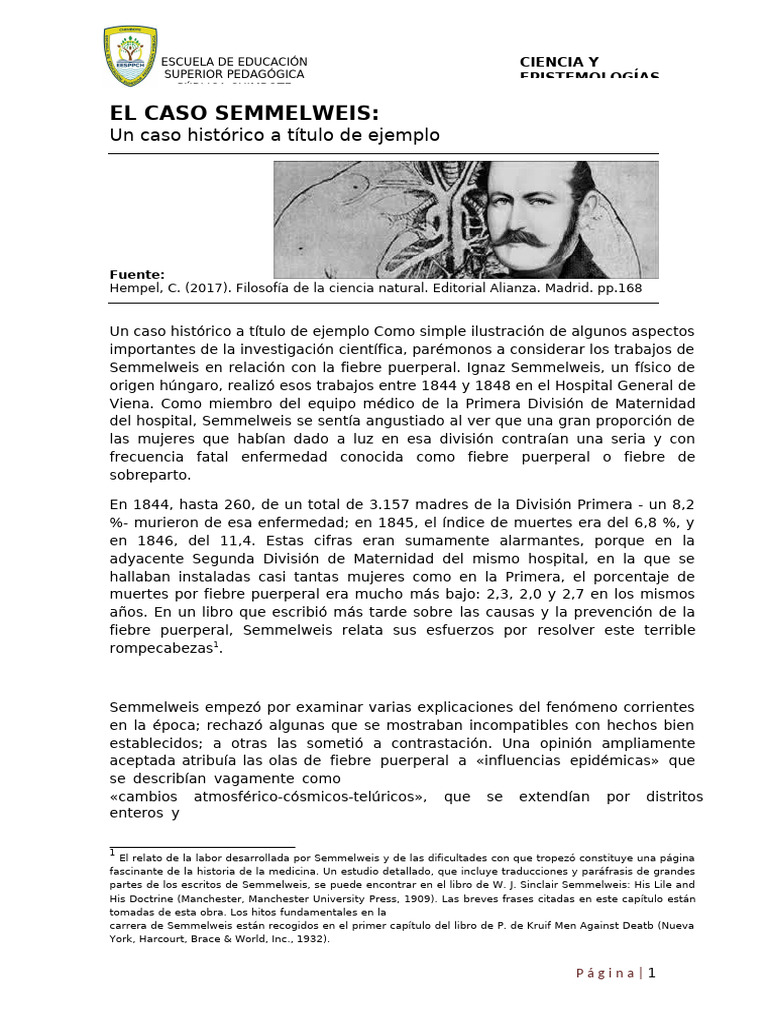 Lectura 1 CASO SEMMELWEIS | PDF | Cuidado de la salud | Epidemiología