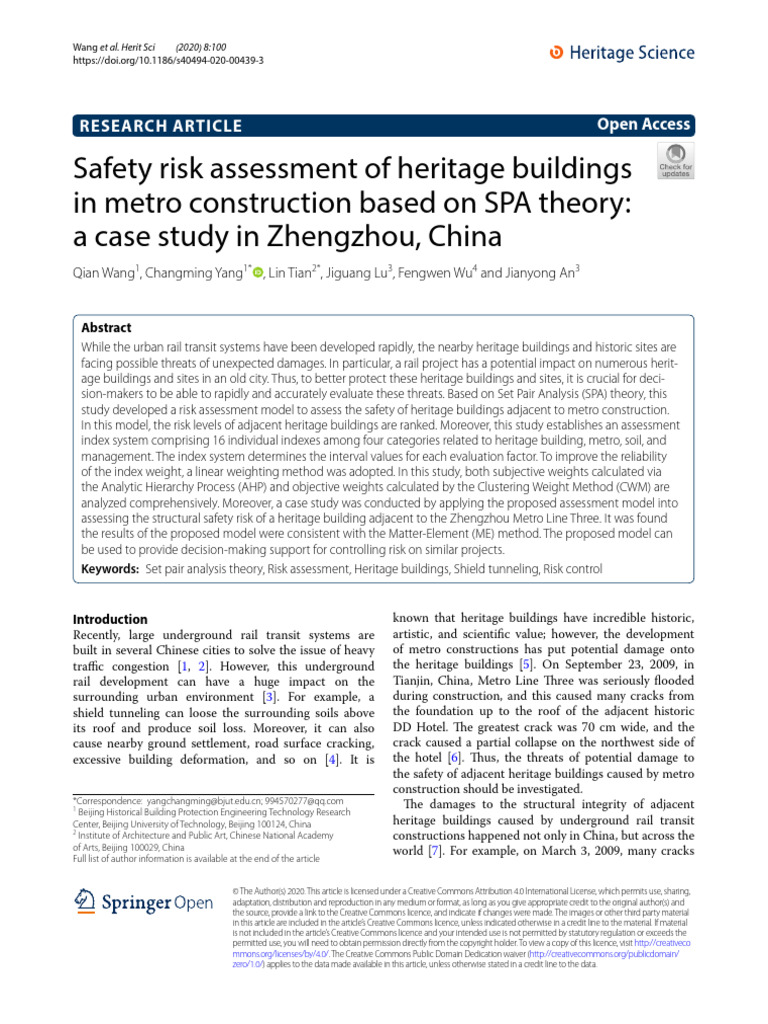 Safety Risk Assessment of Heritage Buildings | PDF | Creative Commons ...