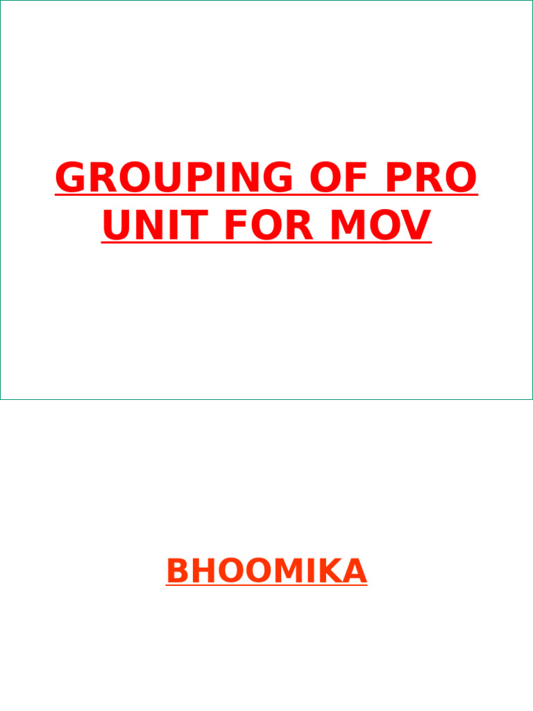 TM - 10 Grouping of Pro Unit For Move | PDF