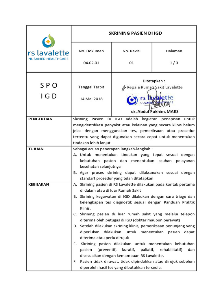(Igd) Spo Skrining Igd | PDF
