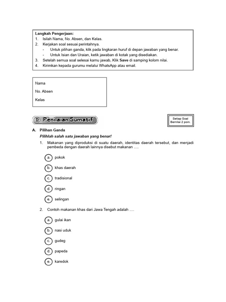SMA Prakarya Dan KWU (Pengolahan) Kelas 11 Penilaian Sumatif Bab 1 | PDF | Bisnis