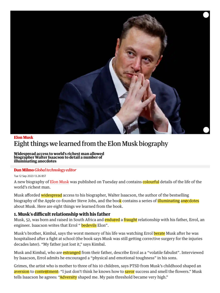 Eight Things We Learned From The Elon Musk Biography - Elon Musk - The ...