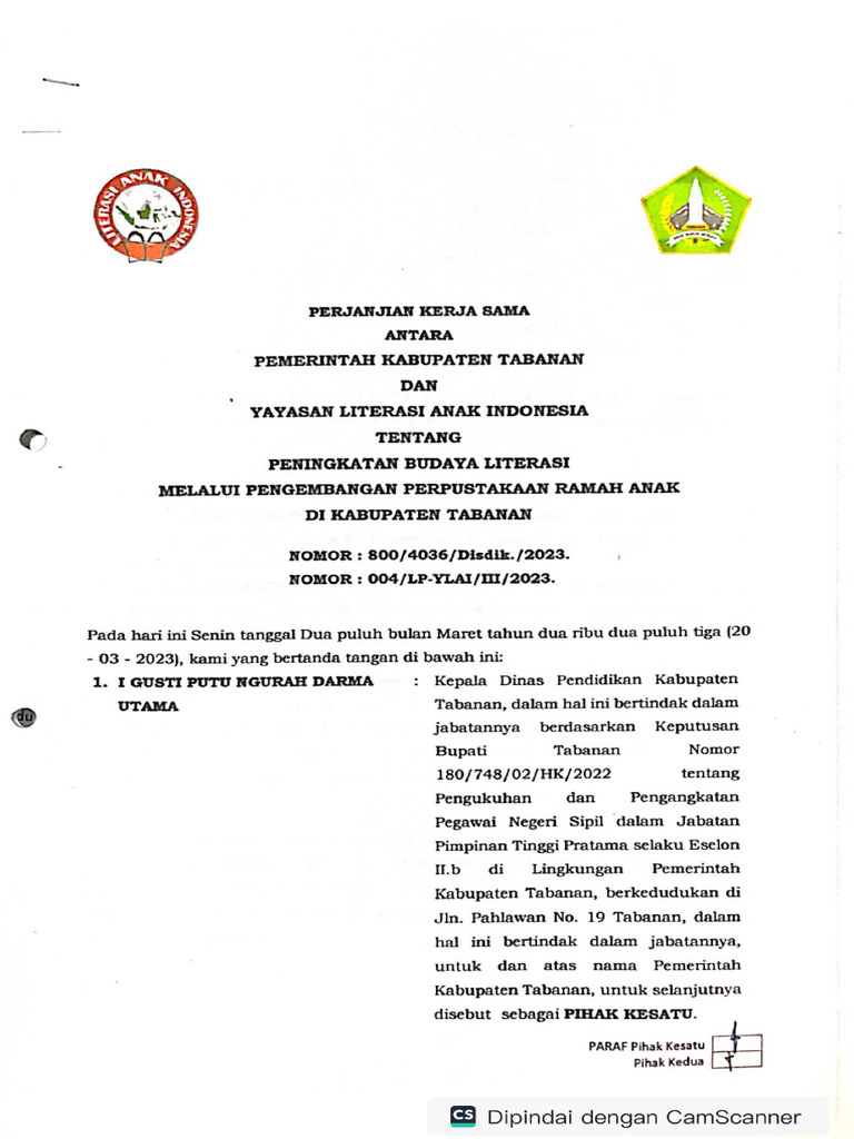 PKS Yayasan Literasi Anak Indonesia | PDF