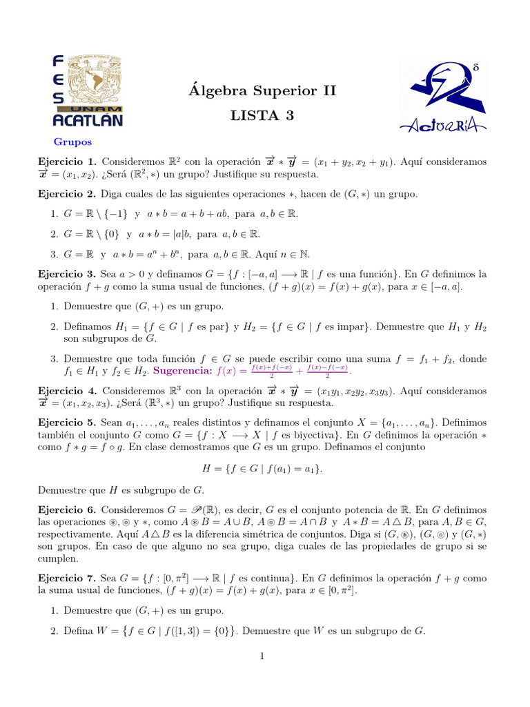 Lista3 Algebra SuperiorII | PDF | Matemática Elemental | Teoría de los números