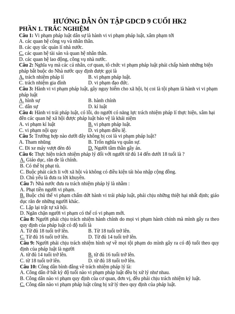 ĐỀ CƯƠNG GDCD 9 | PDF
