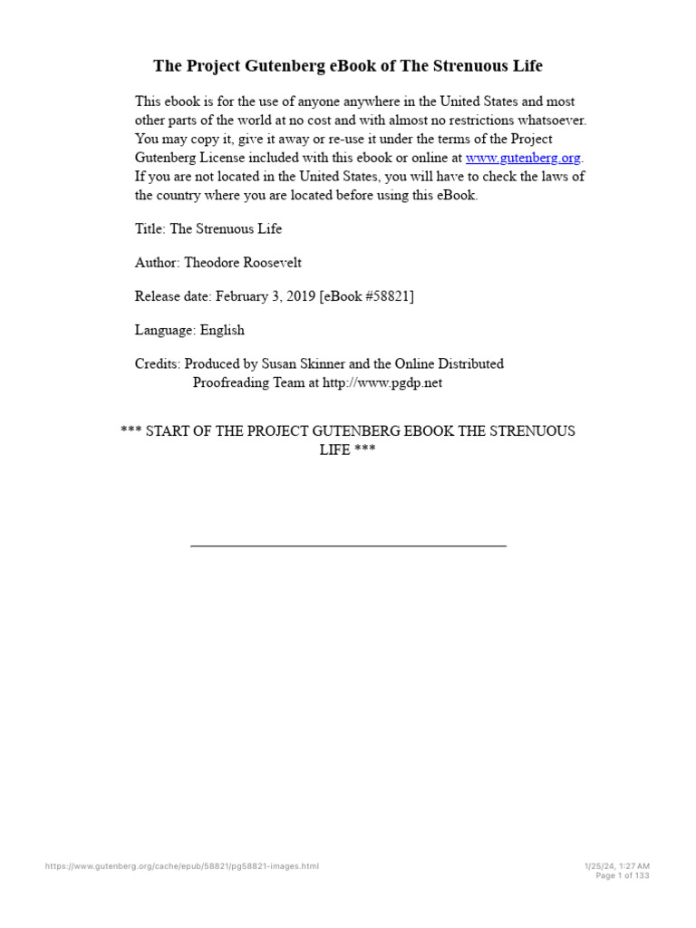 The Strenuous Life, by Theodore Roosevelt. | PDF | Navies | Project ...