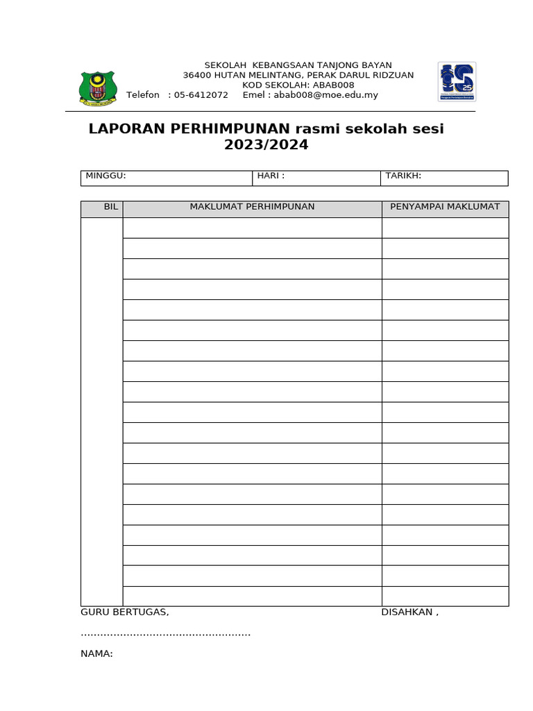 Laporan Perhimpunan Rasmi Sekolah | PDF