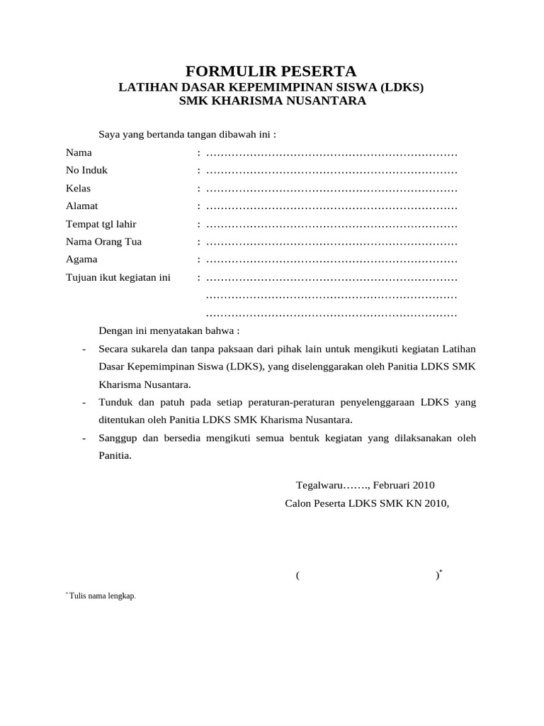 Formulir LDKS | PDF | Agama & Spiritualitas