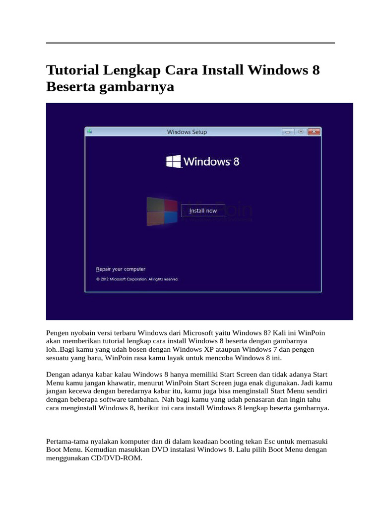 Tutorial Lengkap Cara Install Windows 8 Beserta Gambarnya Kelompok 3 10 ...