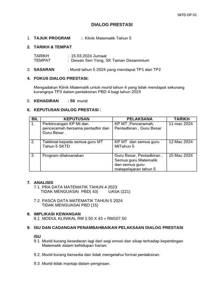 Format Dialog Prestasi | PDF