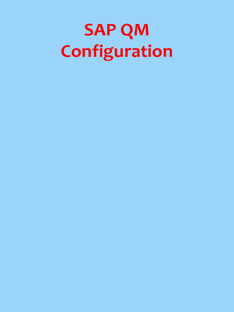 SAP QM Configuration | PDF | Quality Management | Computing