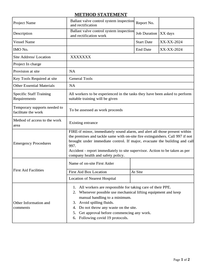 MS - Ballast Valve Control System Inspection and Rectification Work ...