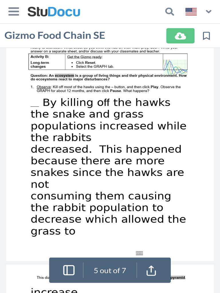 Gizmo Food Chain SE - BIO 201 - Cell Biology - HCC - StuDocu | PDF