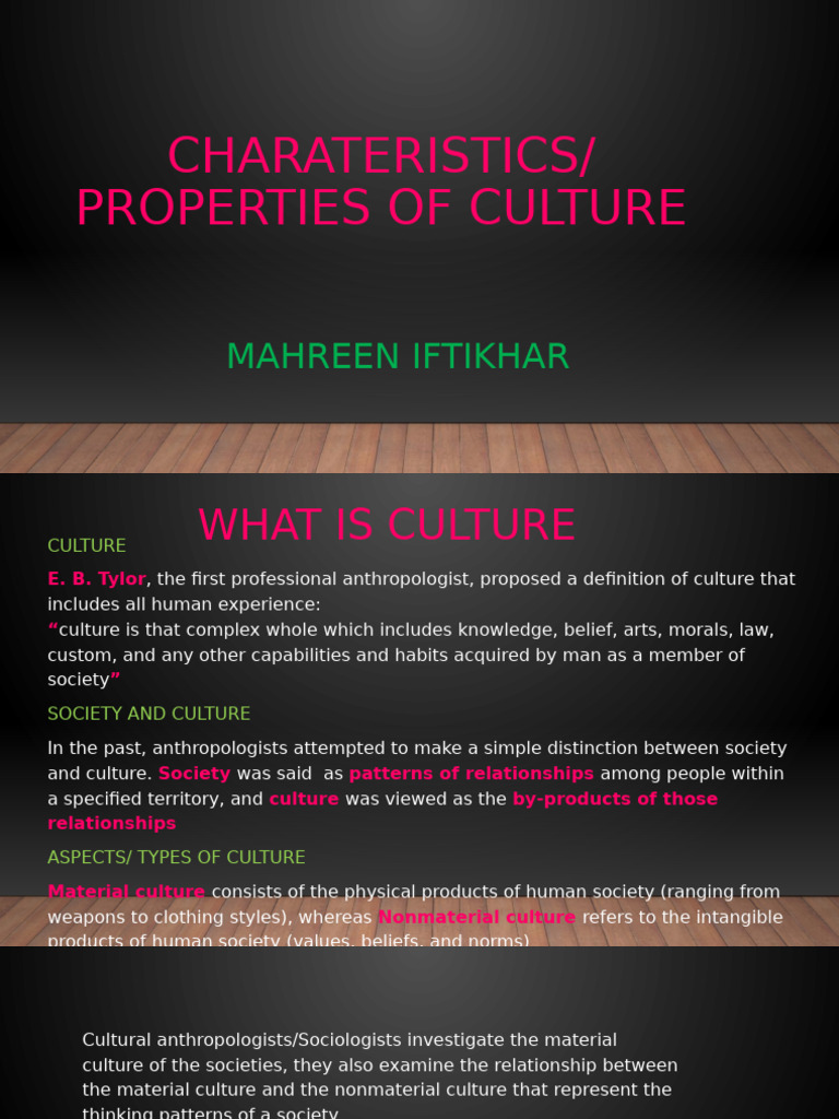 Understanding Culture: Key Characteristics | PDF | Learning | Society