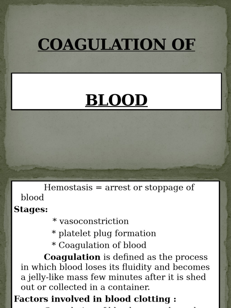 Coagulation of Blood | PDF | Coagulation | Blood