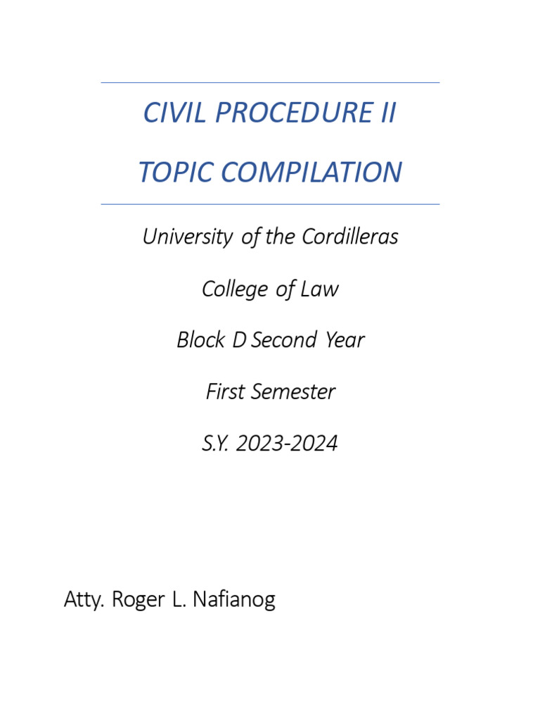 Civ Pro 2 Class Compilation | PDF | Lawsuit | Summons