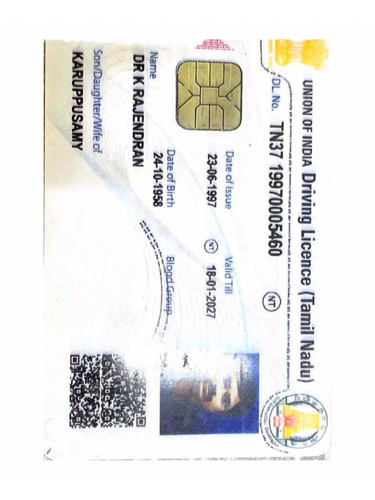 UNION of INDIA Driving Licence (Tamil Nadu) | PDF